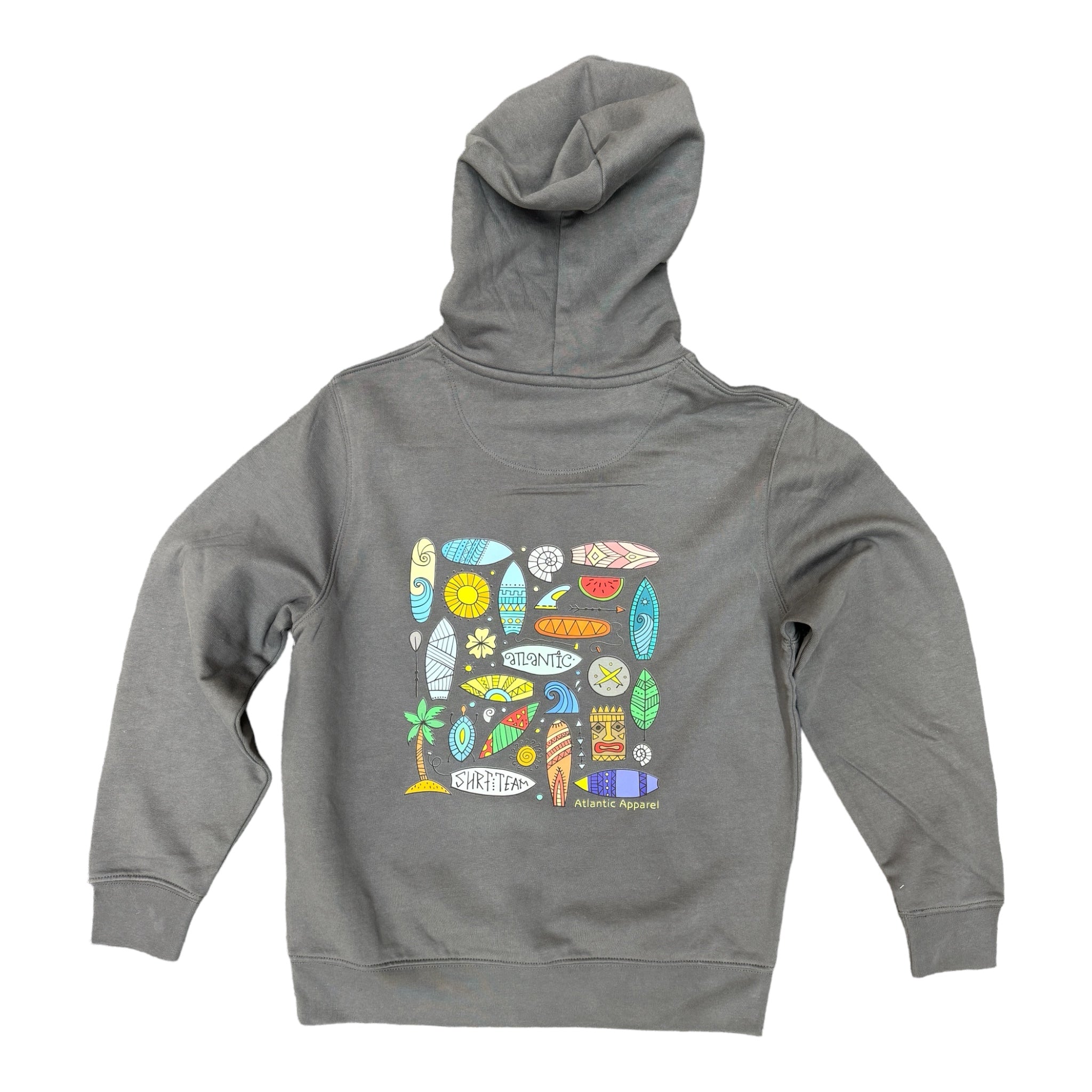 ATLANTIC APPAREL 'SURF TEAM' UNISEX POP HOODY - ANTHRACITE